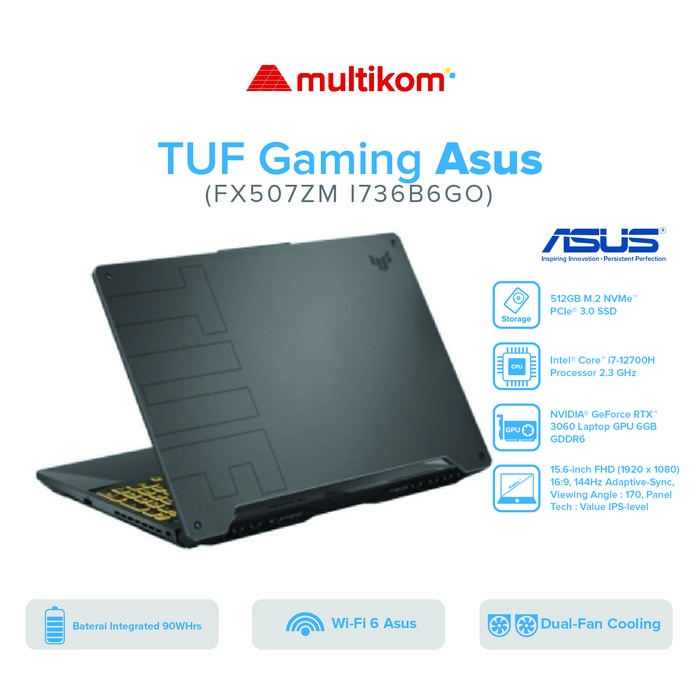 Promo ASUS TUF FX507ZM I736B6GO I7 12700H 16GB 512SSD RTX3060 6GB W11 ...