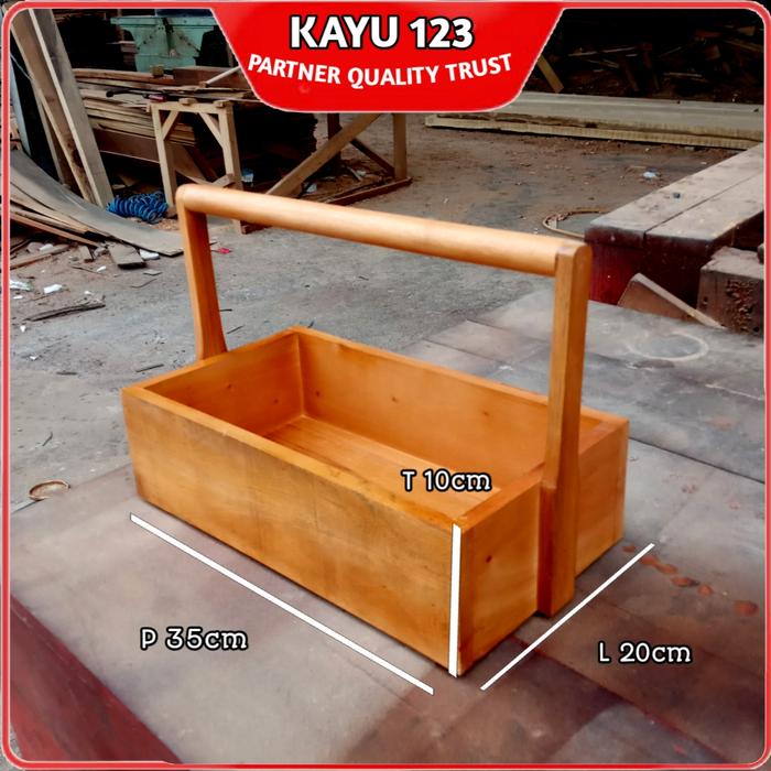 Jual Wooden Box Carrier 35x20x10 Cm Keranjang Kayu Multifungsi di ...