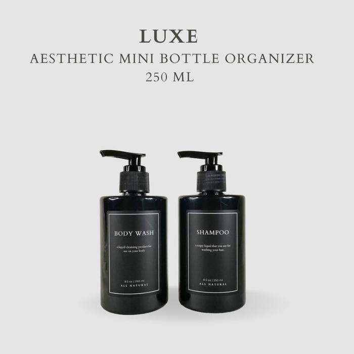 Jual LUXE Botol MINI HITAM Label KOTAK HITAM 250 ml Aesthetic Bottle ...