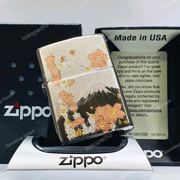 Jual Original Zippo Sakura and Fuji Mountain Electroformed Plated Japan - Jakarta Barat ...