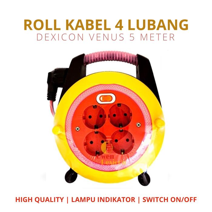Jual KABEL ROLL 4 LUBANG 5 METER DEXICON VENUS BOX KABEL ROLL KABEL 5 ...