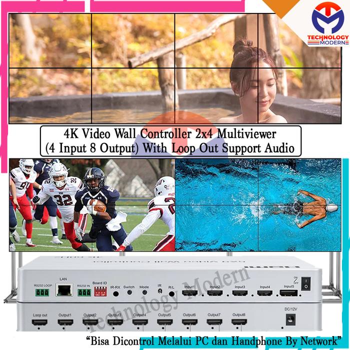 Jual 4K Video Wall Controller 2x4 4x2 Multiview 4 Input 8 Output With Audio - Jakarta Pusat ...