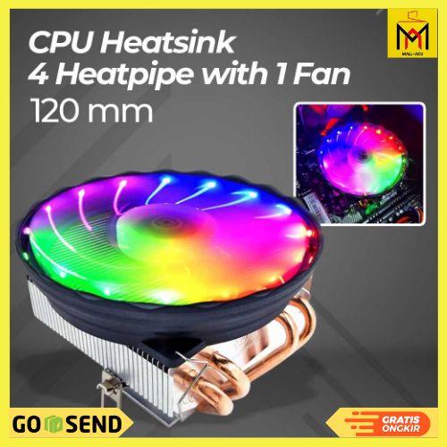 Promo Kipas Pendingin CPU PC Heatsink 4 Heat pipe LED RGB with 1 Fan ...