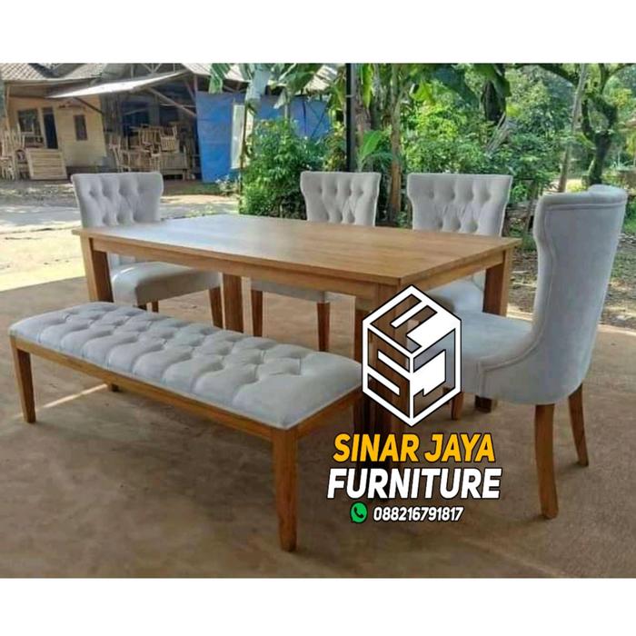 Jual meja makan minimalis 4 kursi stoll + bangku jok busa tebal - Kab ...