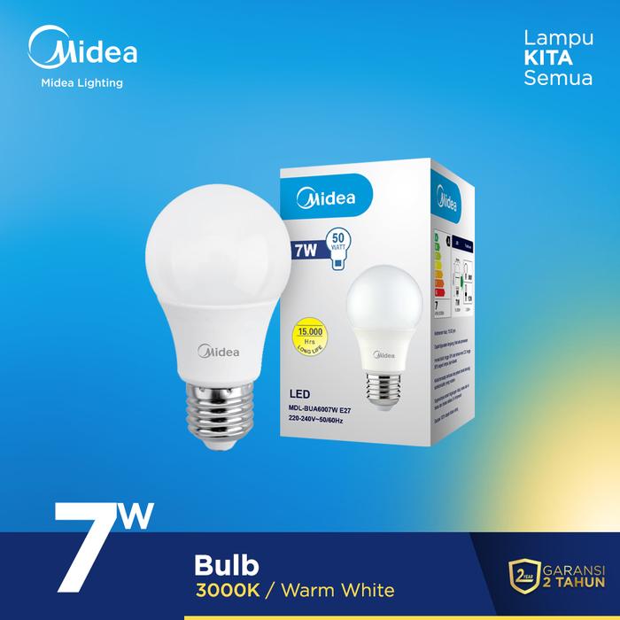 Promo Midea Lampu Led Bulb 7 Watt Kuning 3000K Warm White - Kota Tangerang - Midea Lighting ...