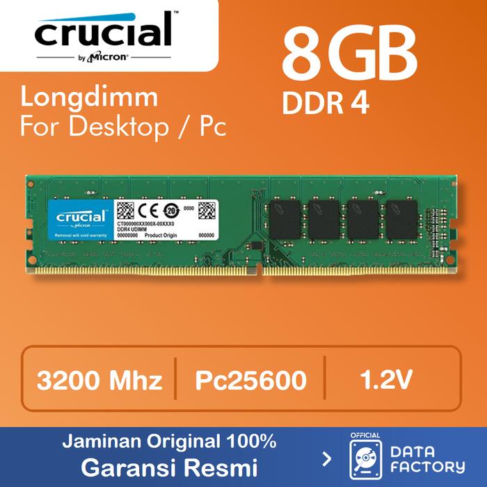 Jual RAM PC CRUCIAL DDR4 8GB PC25600 / 3200Mhz DESKTOP LONGDIMM MEMORY ...