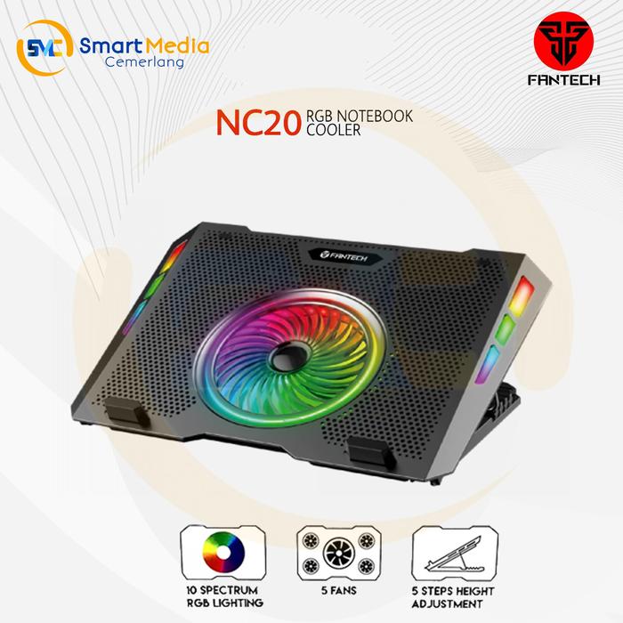 Promo Fantech Cooling Pad RGB NC20 Kipas Pendingin Laptop Cooler 5 Fan ...