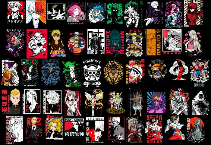 Jual DESIGN ANIME UNTUK DTF SABLON BAJU VECTOR MURAH ANIME BUNDLE V1-2 ...