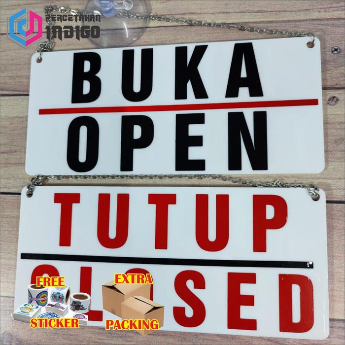 Jual Papan tanda akrilik BUKA TUTUP OPEN CLOSE bonus kop kaca - Kab ...