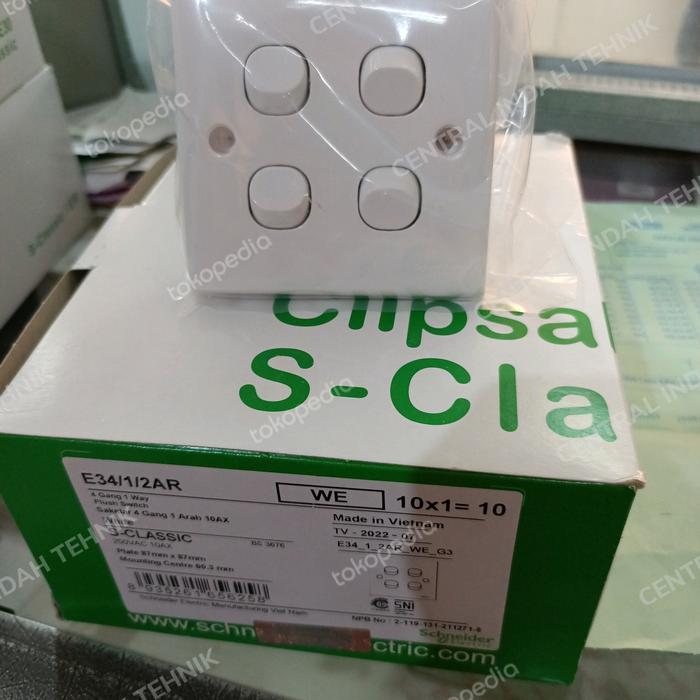 Jual saklar schneider 4 gang e34/1/2ar clipsal e30 classic - Jakarta ...