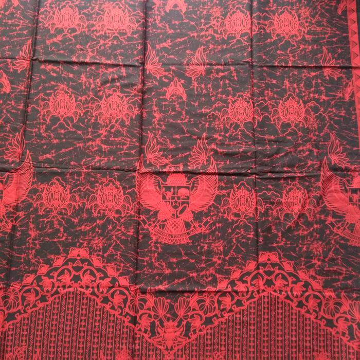 Jual kain batik motif burung garuda pancasila warna merah hitam ...