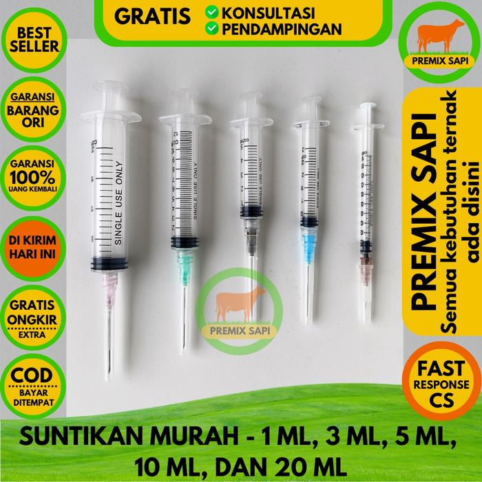 Jual SYRINGE spet spuit suntikan 1ml 3ml 5ml 10ml + jarum untuk hewan ...