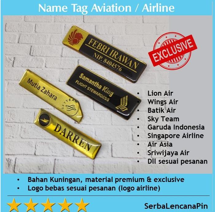 Jual Name Tag Air Asia Batik Lion Wings Singapore Airline Cabin ...