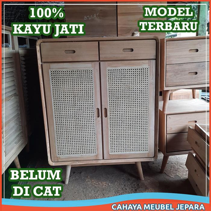 Jual Rak Sepatu Kayu Minimalis Kayu Jati Kombinasi Rotan Terbaru ...