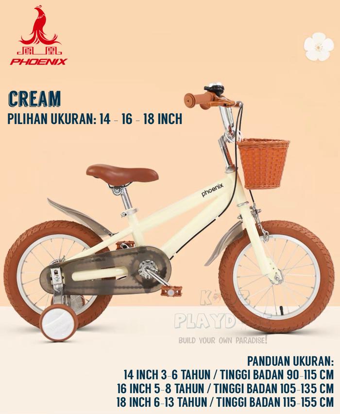 Promo Sepeda Anak PHOENIX Vintage 14, 16 & 18 Inch PINK, BIRU, CREAM ...