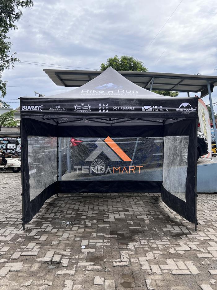 Jual tenda lipat custom 3mx3m rangka standar dinding 3sisi transparan ...