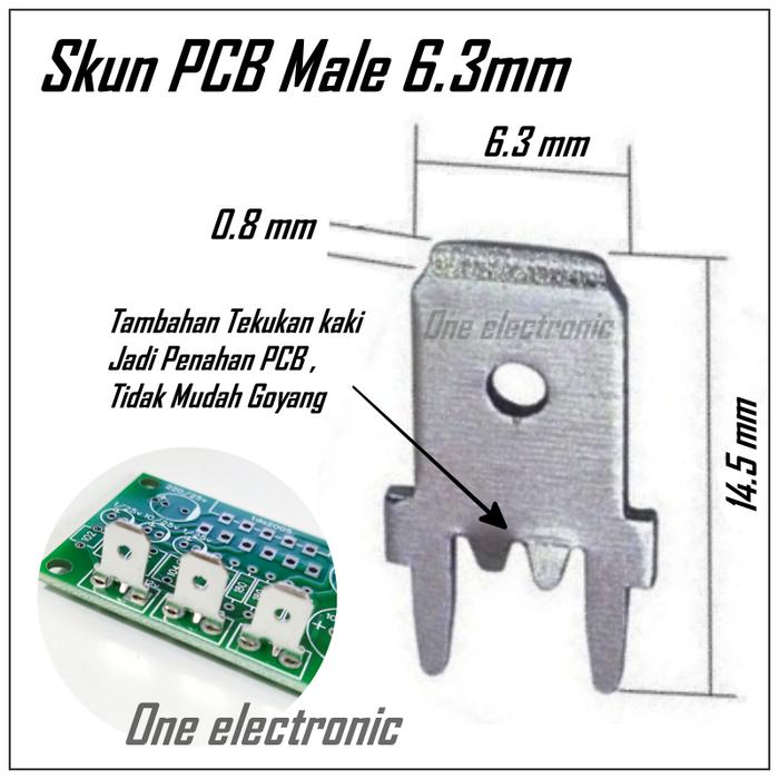 Jual Skun PCB 6.3mm konektor Plus Penahan Tengah Male Jantan Terminal Cucuk - Kota Medan - One ...