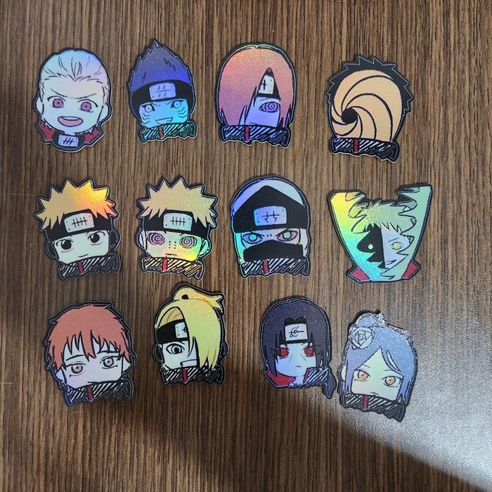Jual Sticker Hologram Anime - PSH1477 - Naruto - Akatsuki 12pcs ...