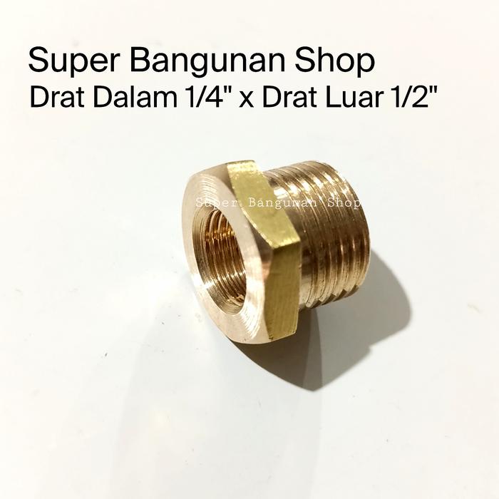 Jual Neple sok sambung Kuningan drat luar 1/2" inch x drat dalam 1/4" inch - Kota Tangerang ...