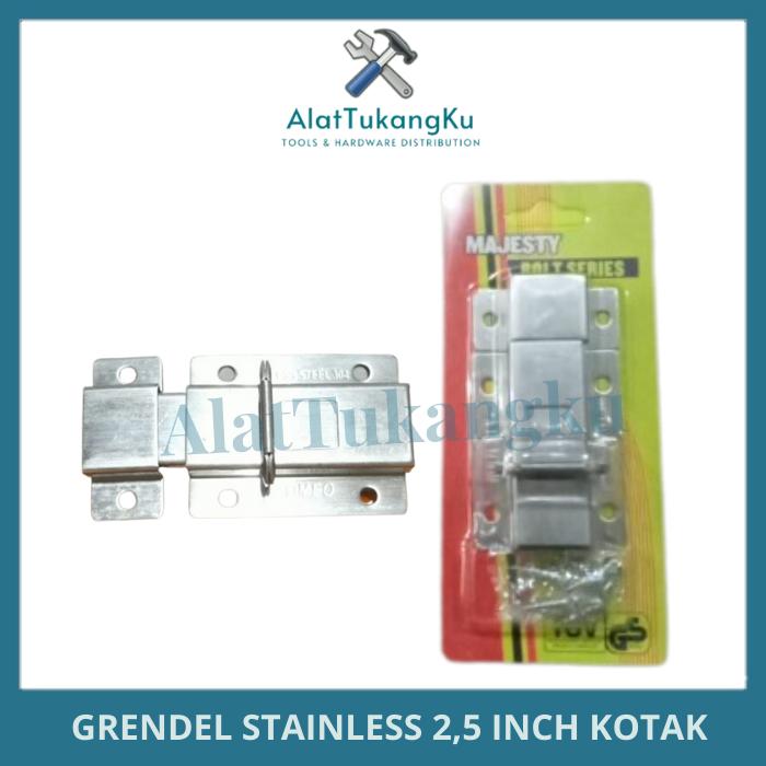 Jual Kunci Grendel Slot Pintu Jendela Kotak Stainless 2,5 Inch + Skrup ...