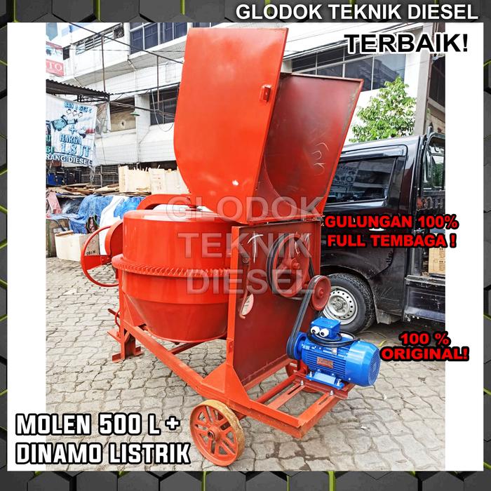 Jual Mesin Molen Cor Beton 500 L Liter + Dinamo Listrik 3 Phase TERBAIK ORI - Kota Tangerang ...