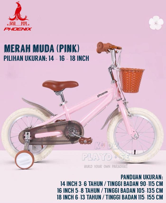 Promo Sepeda Anak PHOENIX Vintage 14, 16 & 18 Inch PINK, BIRU, CREAM ...
