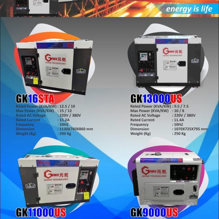 Jual Genset Silent Genki GK11000US 7000 Watt Maksimal 7500 Watt 3 Phase ...