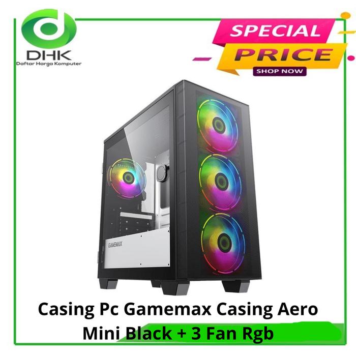 Jual Casing Pc Gamemax Casing Aero Mini Black + 3 Fan Rgb - Jakarta ...