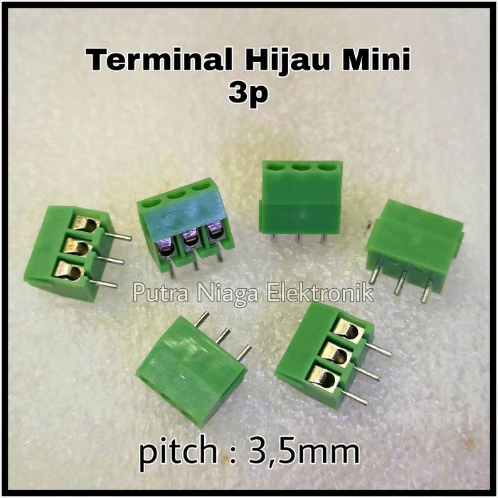 Jual Konektor mini 3p Hijau Terminal Block PCB 3pin 3.5mm 3 pin 3,5mm ...