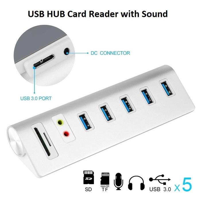 Jual Card Reader USB HUB Audio AUX USB 3.0 Sound Adapter - Jakarta ...