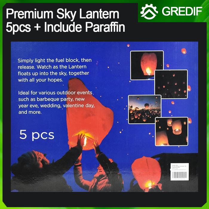 Jual Paket 5pcs Premiun Lampion Lentera Terbang Sky Flying Lantern ...
