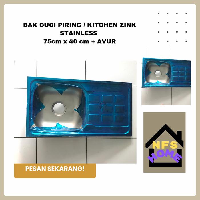 Jual BAK CUCI PIRING / KITCHEN ZINK STAINLESS 75cm x 40 cm + AVUR ...