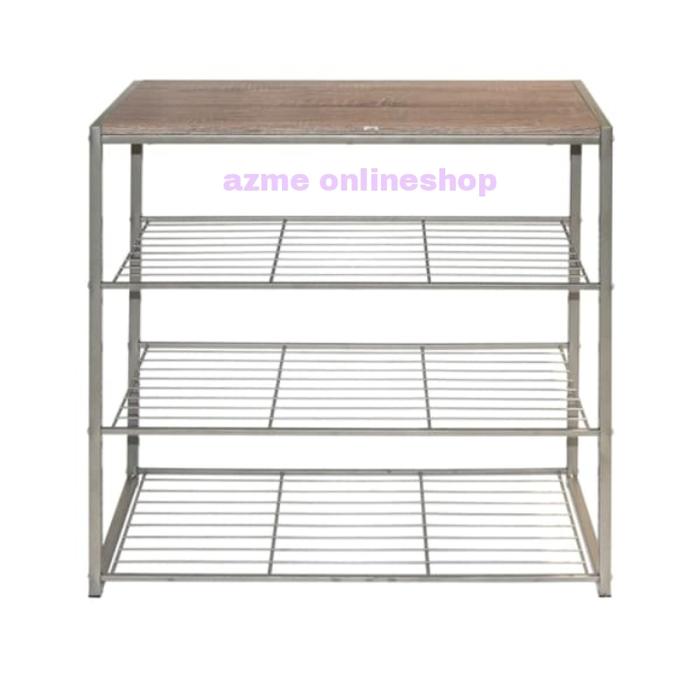Jual masterspace rak sepatu 4 susun besi_shoe rack 4 tier woody brown ...