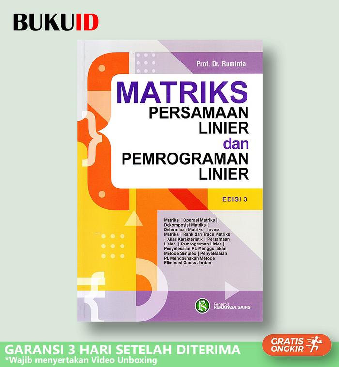 Jual Buku Matriks Persamaan Linier dan Pemrograman Linier Edisi 3 ...