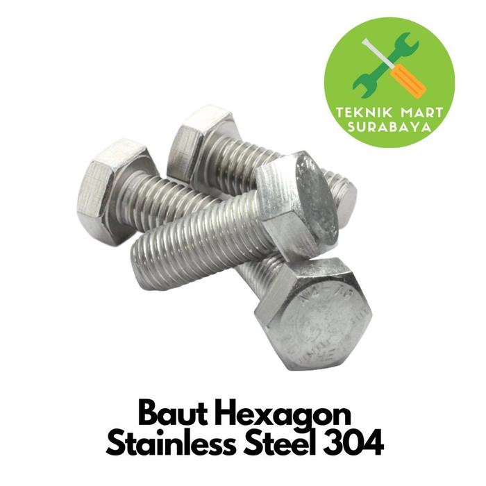 Jual BAUT HEXAGON STAINLESS STEEL 304 M6 X 25mm - Kota Surabaya ...