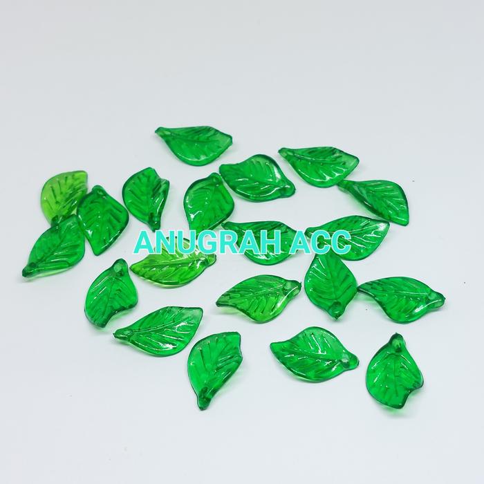 Jual manik mote daun akrilik warna hijau - model 4, 25gram - Jakarta ...