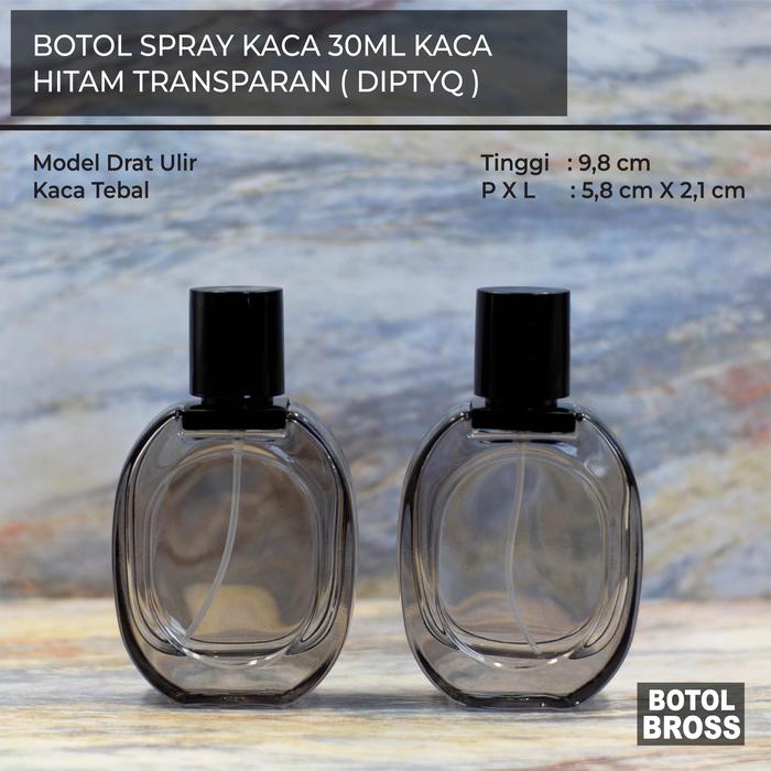 Jual Botol Parfum 30ml Spray Kaca Hitam Oval Refill Travel Drat Ulir ...