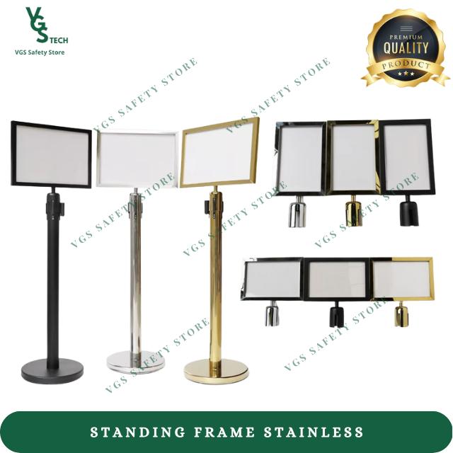 Promo Standing Sign Frame Stainless Tiang Antrian Frame - Emas / Gold ...