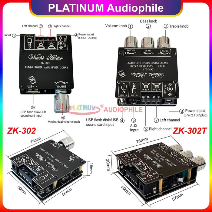 Jual Bluetooth 5.1 Stereo Class D Amplifier 2x 30w Zk-302t - Zk-302t Di ...