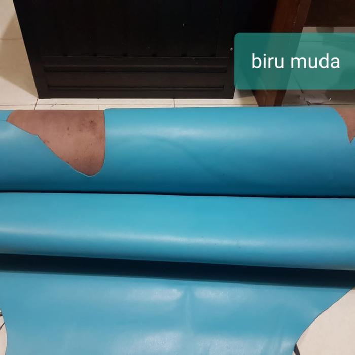 Jual Bahan Kulit Sapi Lembaran asli warna Biru Muda Premium grade - Kab ...