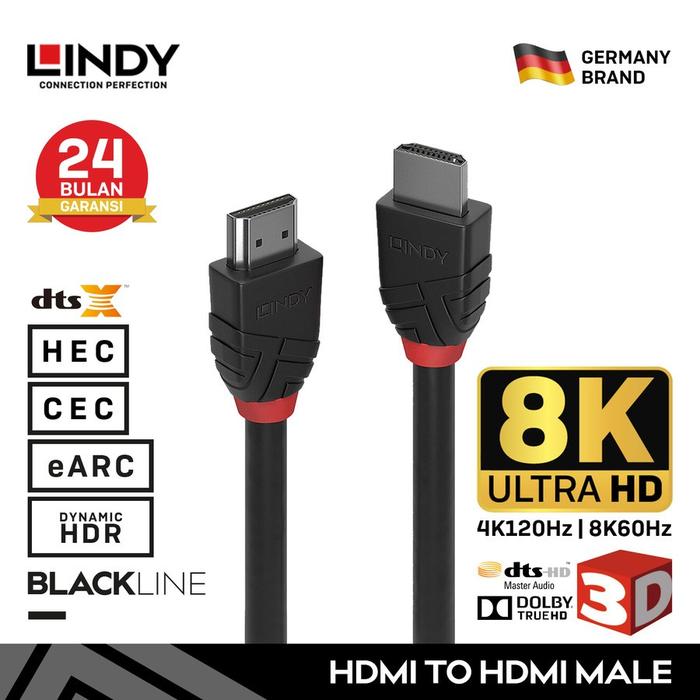 Jual Kabel HDMI 2M LINDY 8K 60Hz 4K 120 Hz UHD 3D HDR Dolby Atmos, Black - Jakarta Barat - LINDY ...