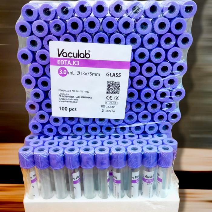 Jual Tabung darah VACULAB EDTA k3/tabung EDTA/tabung ungu 3 ml/Ecer ...
