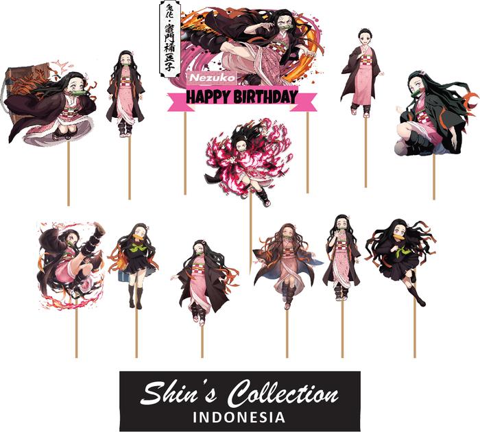 Jual Cake topper Nezuko solo new Demon Slayer set isi 12 pcs - Kab ...
