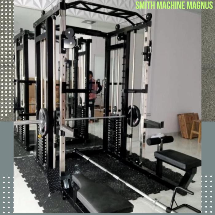 Jual alat gym smith machine like magnus x5 lengkap free beban stack150 ...