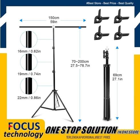 Jual Background Bracket Stand Kit / Tiang Backdrop - T-Shape + Clam ...