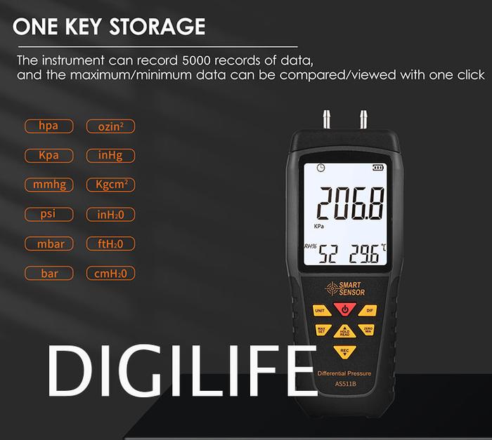 Jual Manometer Pressure Gauge Smart Sensor AS511 Air Differential AS ...