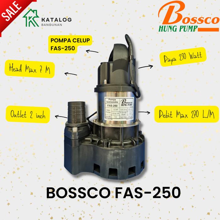 Jual Pompa Celup Bossco FAS 250 - Pompa Kolam Ikan Koi 250 Watt Bossco ...