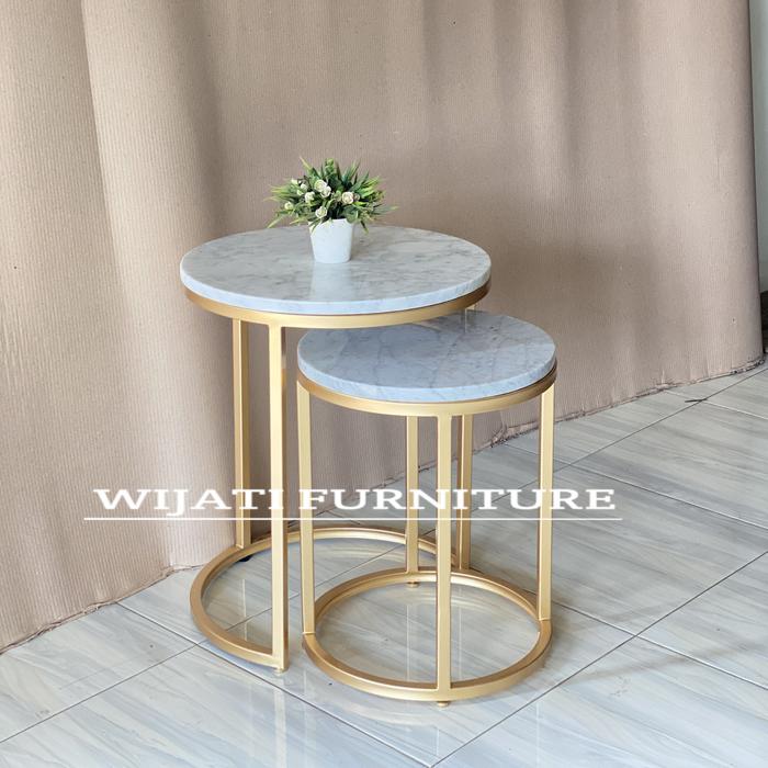 Jual Meja Sudut Marmer Kaki Besi Gold Meja Pojok Marmer Side table ...