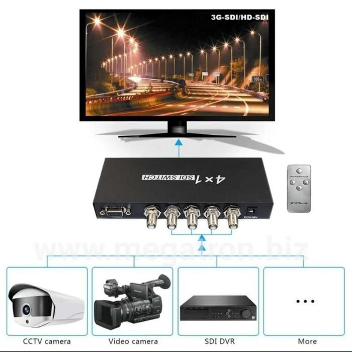 Jual SDI switcher 4x1 4 input - 1 output (Support 3G-SDI / HD-SDI / SD ...