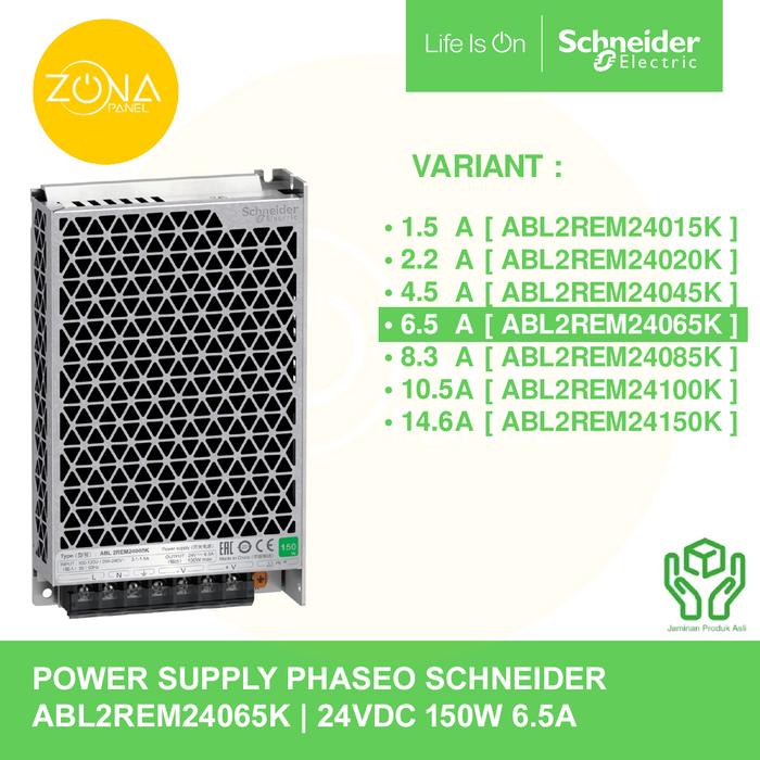 Jual POWER SUPPLY PHASEO ABL2 SCHNEIDER 24VDC 150W 6.5A ABL2REM24065K ...